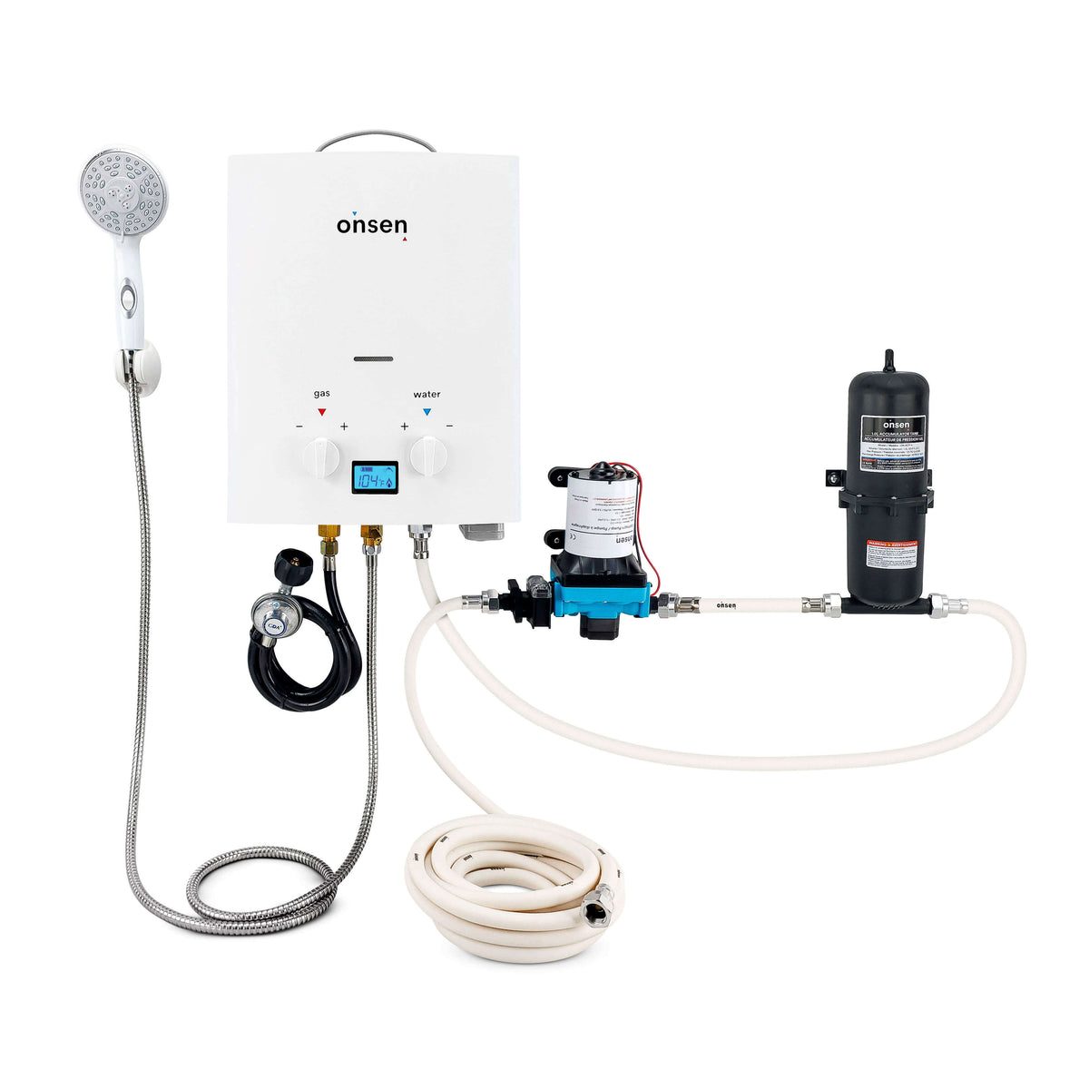 Onsen 5L Outdoor Propane Portable Tankless Water Heater 1.3 Gal/Min 32 ...